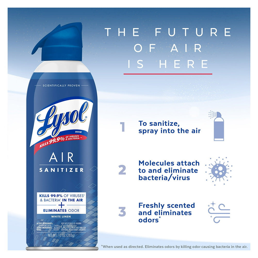 Lysol Air Sanitizer Spray for Odor Elimination and Germ Protection Whi ...