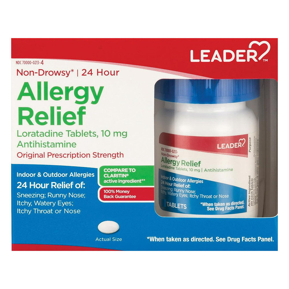 Leader Allergy Relief Antihistamine Loratadine 10 Mg Tablets, 90 Ea ...